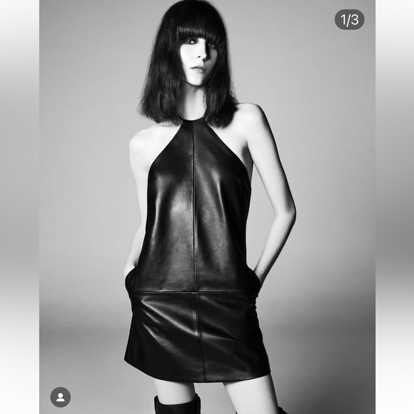 Zara | Dresses | Steven Meisel Zara Collection0 Leather Halter Dress ...